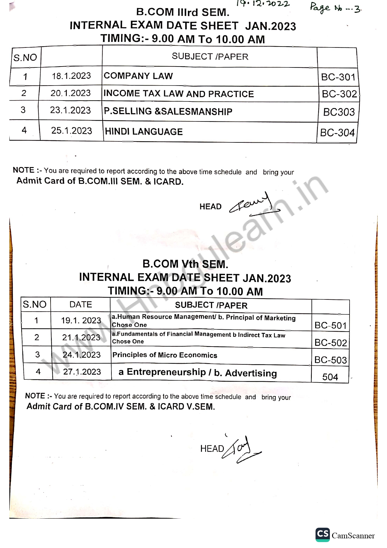 B.Com 3rd & 5th Semester - Hnbgu learn